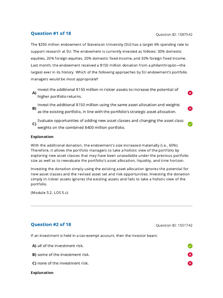 Reading 5 Asset Allocation With Real-World Constraints - Answers | PDF ...