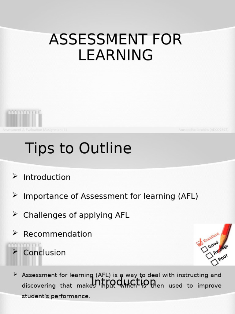Assessment For Learning | PDF | Educational Assessment | Learning
