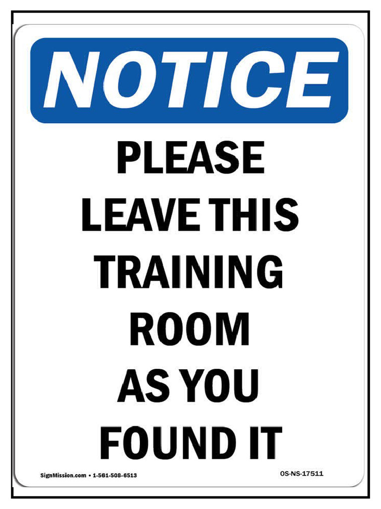 A3 - Please Leave This Training Room As You Found It | PDF