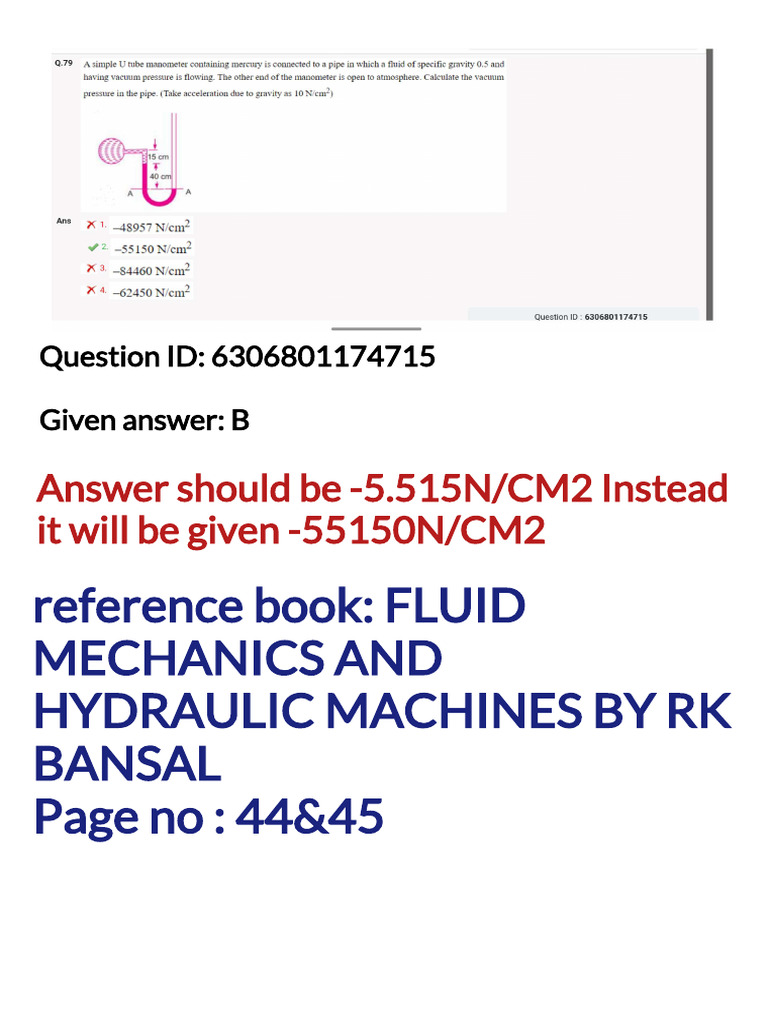 U Tube Manometer | PDF