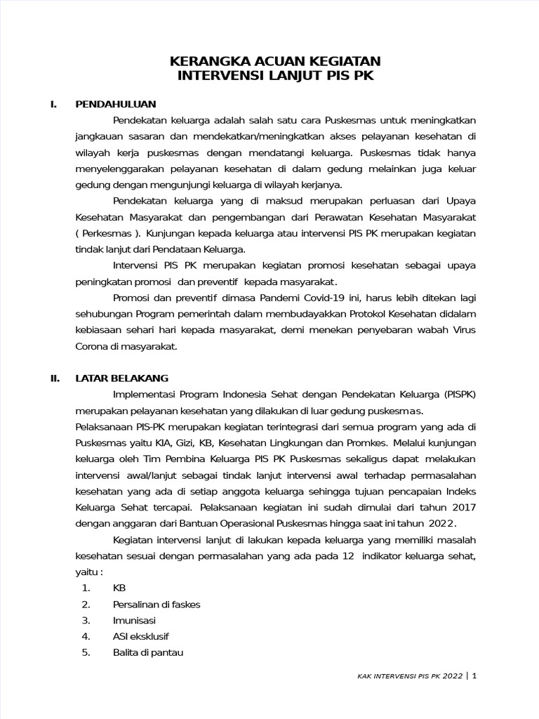 Kak Intervensi Pis PK | PDF