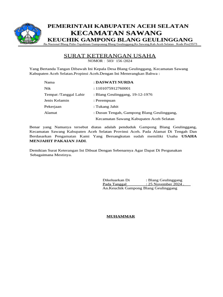 SK - Izin Usaha | PDF