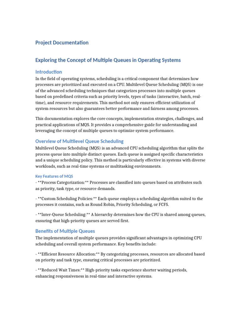 Expanded Multiple Queues Documentation | PDF | Scheduling (Computing) | Computing