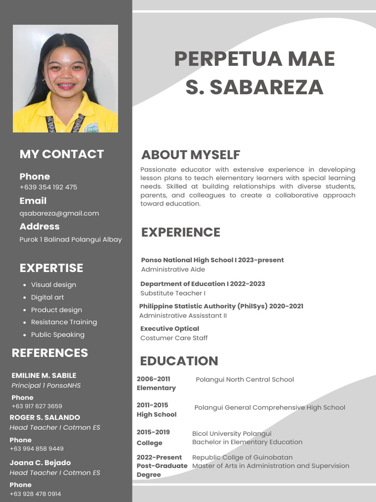 Grey White Modern Graphic Designer Resume | PDF
