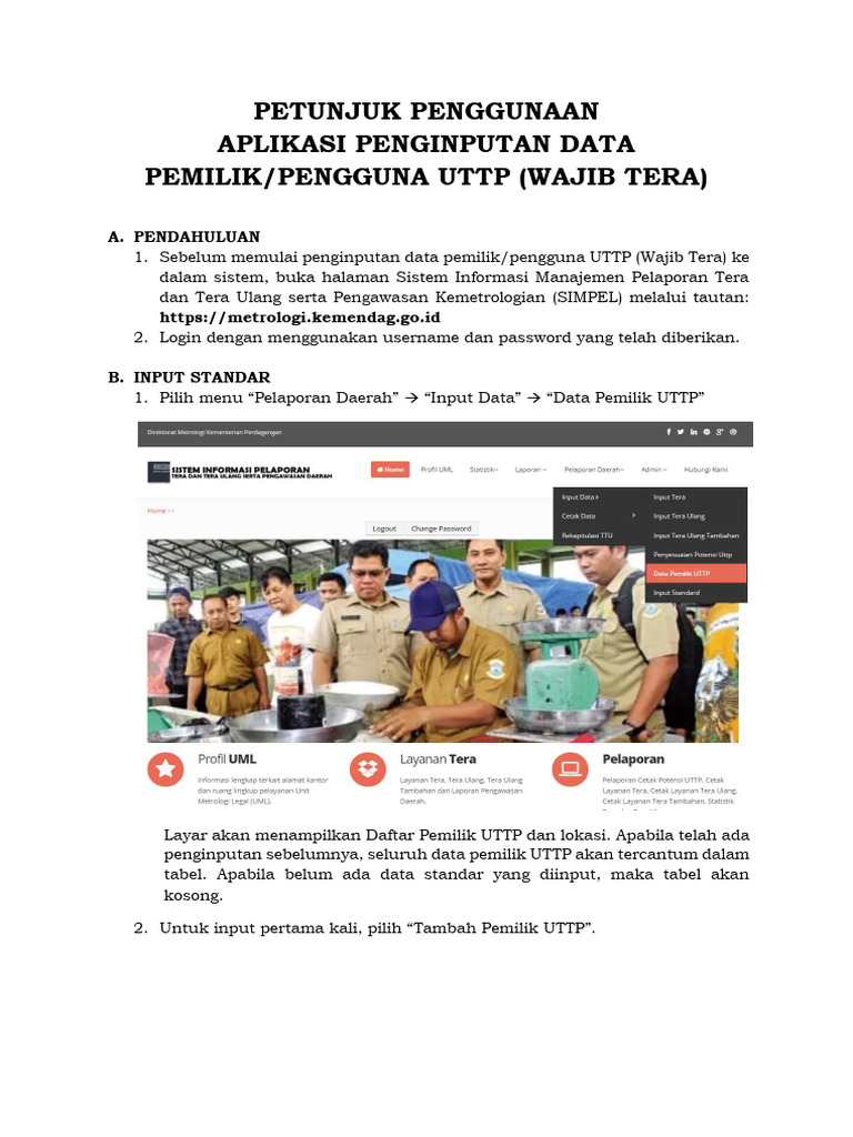 Petunjuk Penggunaan Input Pemilik UTTP | PDF