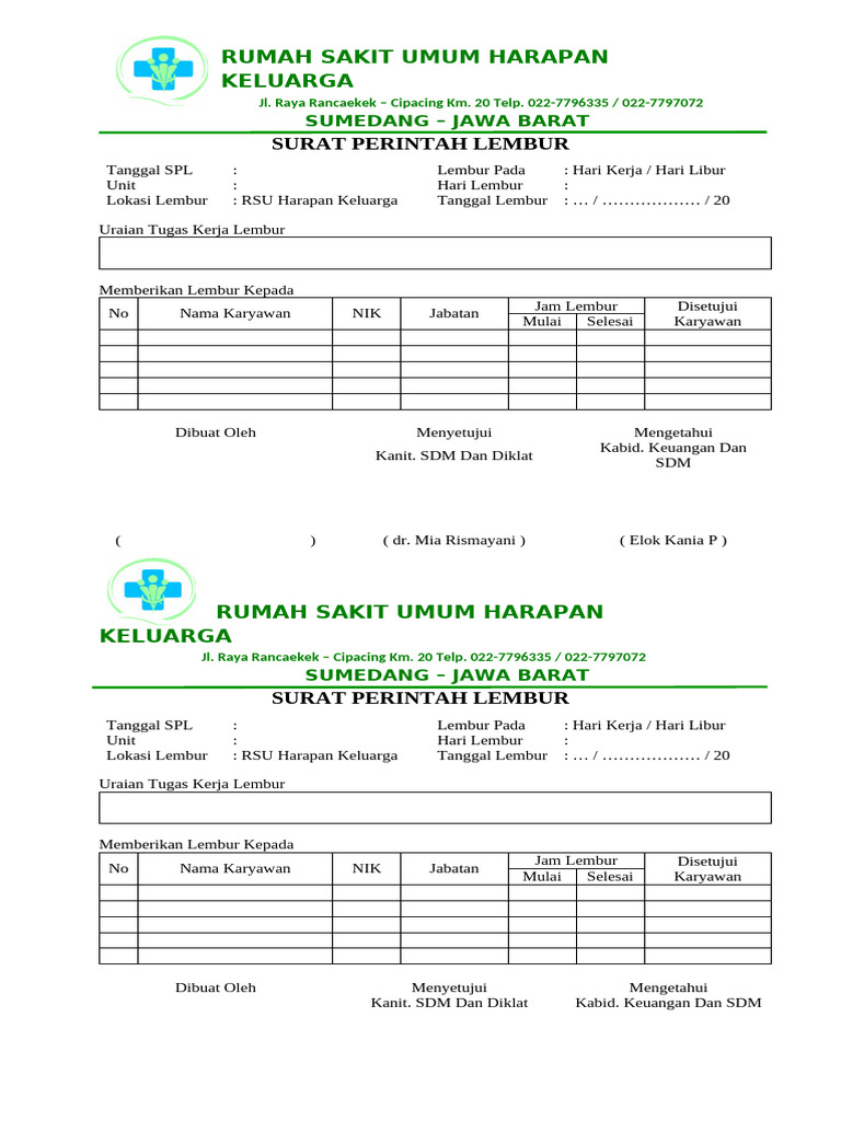 Surat Perintah Lembur 2023 | PDF