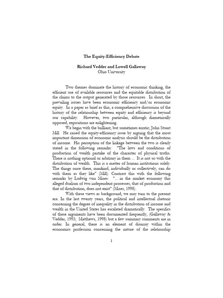 Equity vs. Efficiency in Economics | PDF | Taxes | Gross Domestic Product