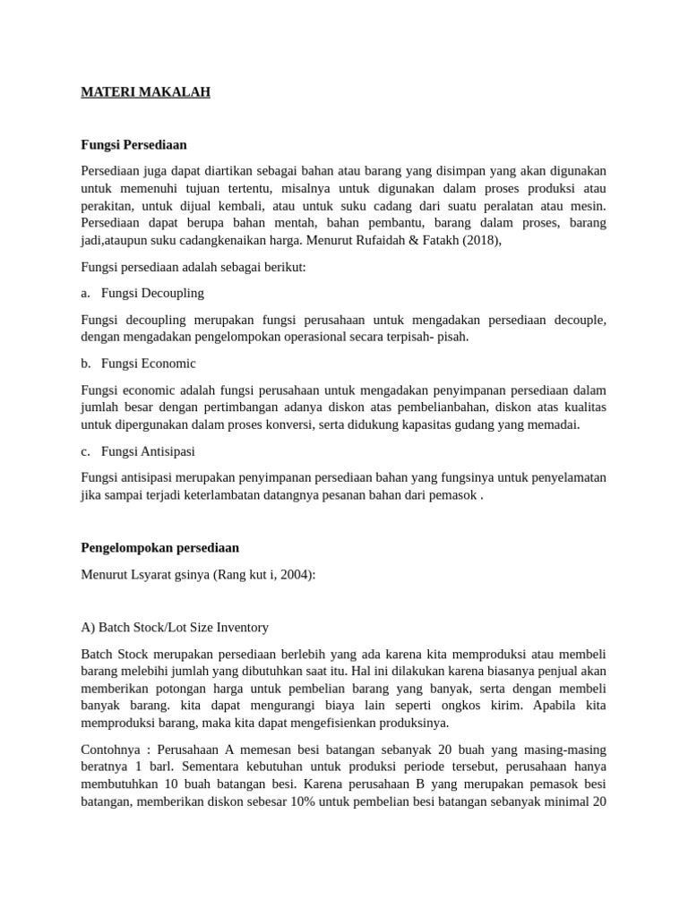Fungsi dan Jenis Persediaan | PDF