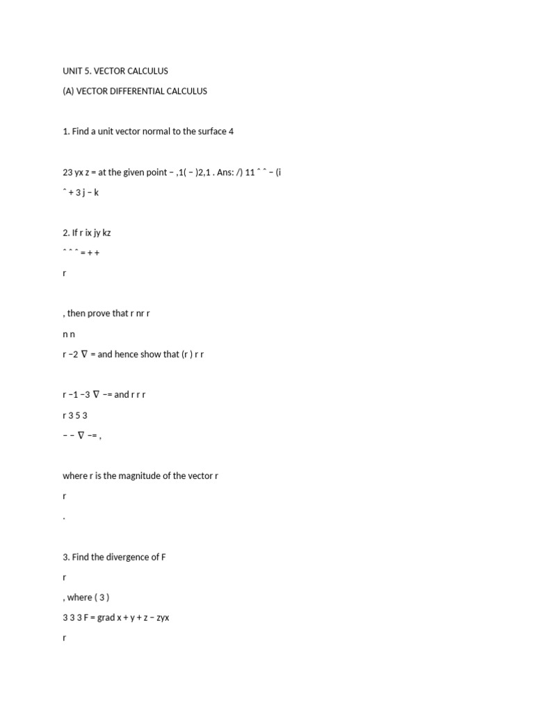 Vector Calculus: Differential Operations | PDF | Velocity ...