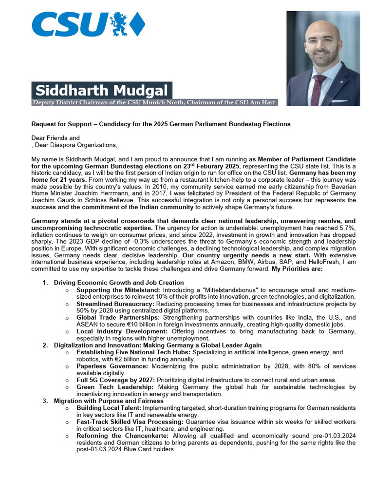 German Bundestag Candidacy Mudgal en | PDF | Infrastructure | Innovation
