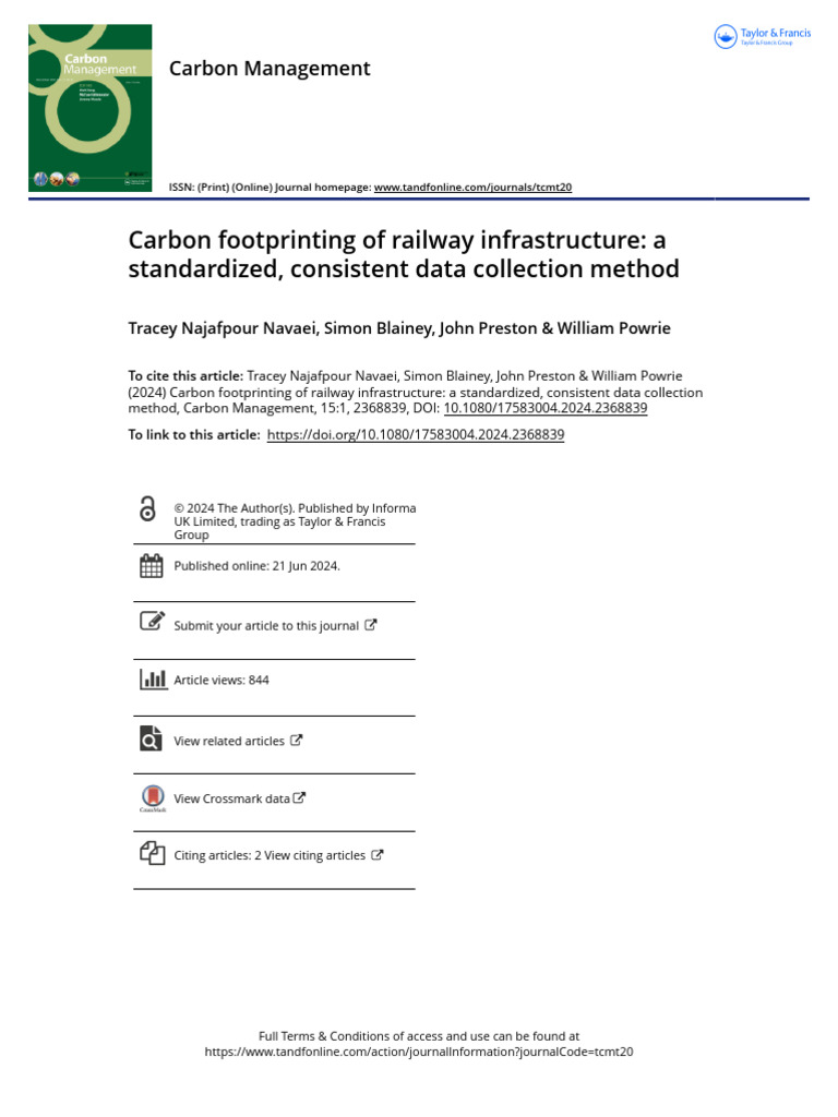 Carbon Footprinting of Railway Infrastructure A Standardized Consistent ...