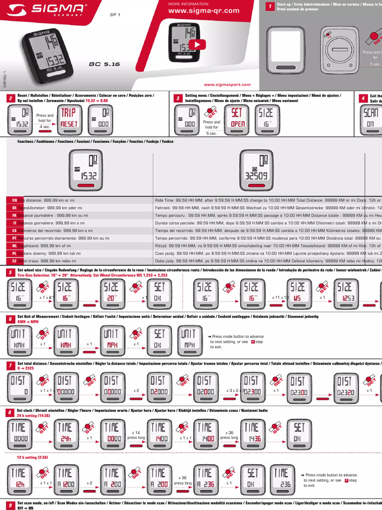 Instrukcja Obsługi Sigma BC 5.16 (Polski - 2 Stron) | PDF