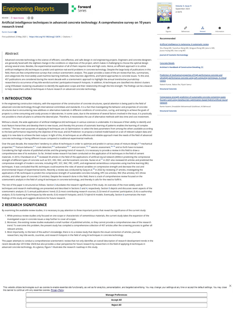 Arti Cial Intelligence Techniques in Advanced Concrete Technology: A ...