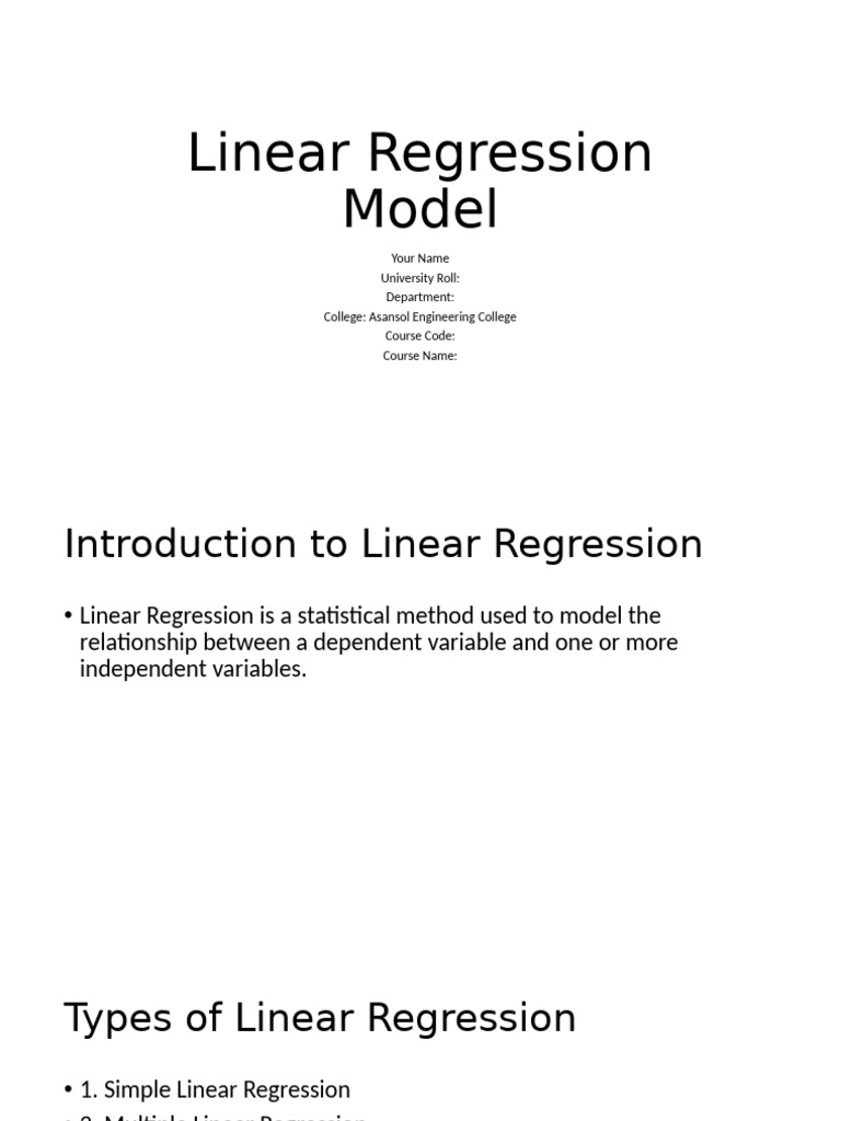 Linear Regression Model | PDF | Regression Analysis | Linear Regression