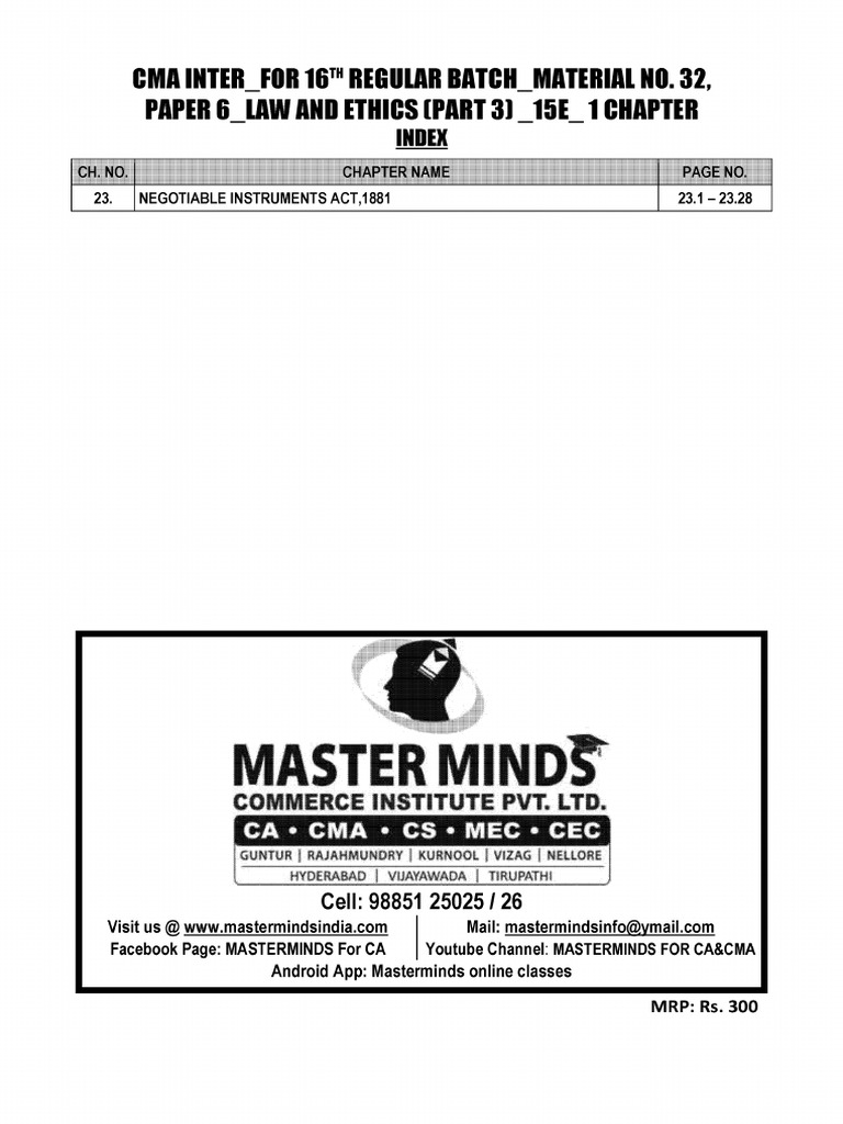 Book 32 - CMA INTER - Paper 6 - Law - Part 3 - 29 Pages - FOR 16th ...