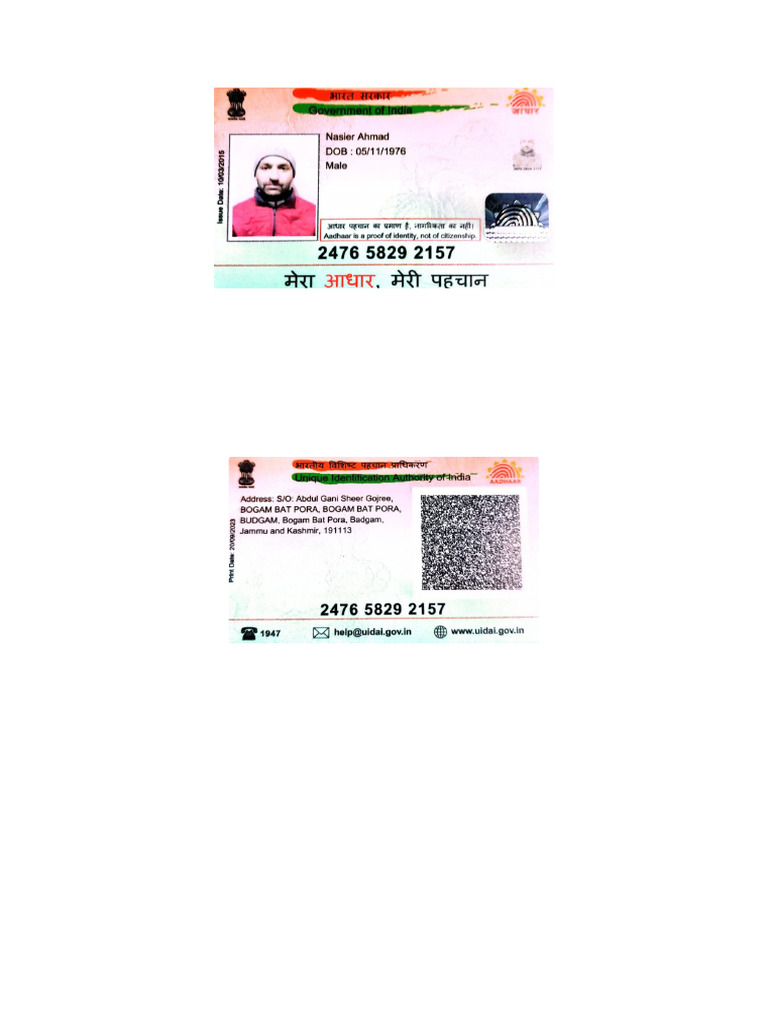 Aadhar Nasier Ahmad, Driver | PDF