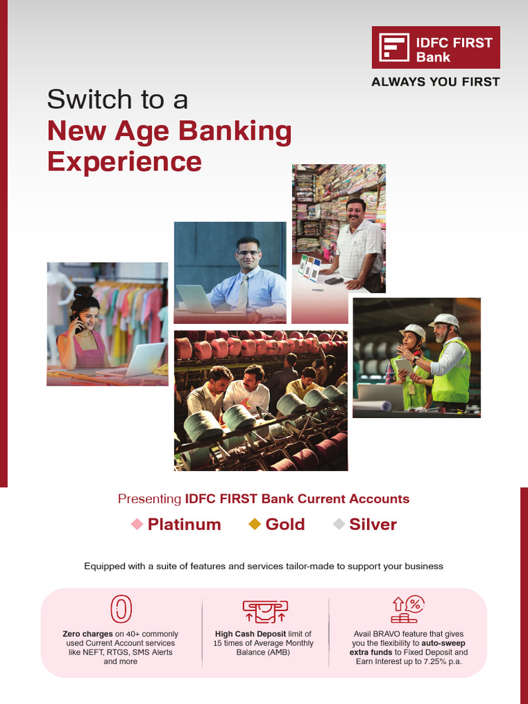 IDFC FIRST Bank Current Account Features | PDF | Transaction Account ...