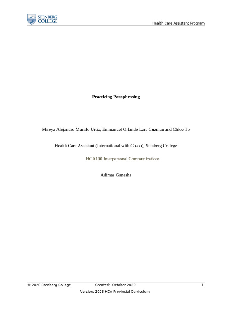 Group Activity - Practicing Paraphrasing (Oct2024) 3 | PDF ...