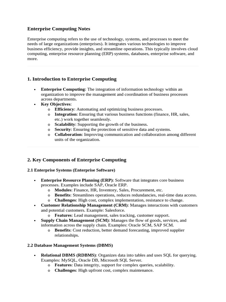 Overview of Enterprise Computing | PDF | Databases | Cloud Computing