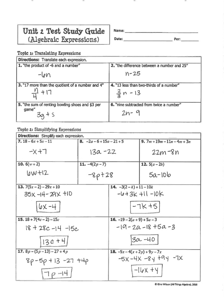 Algebraic expressions | PDF
