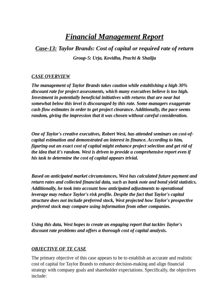 Financial Management Report - Group 5 | PDF | Stocks | Preferred Stock