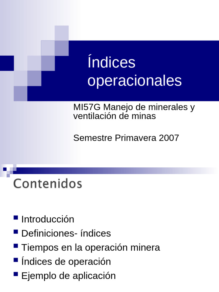 Clase 09 Indices de Operacion | PDF