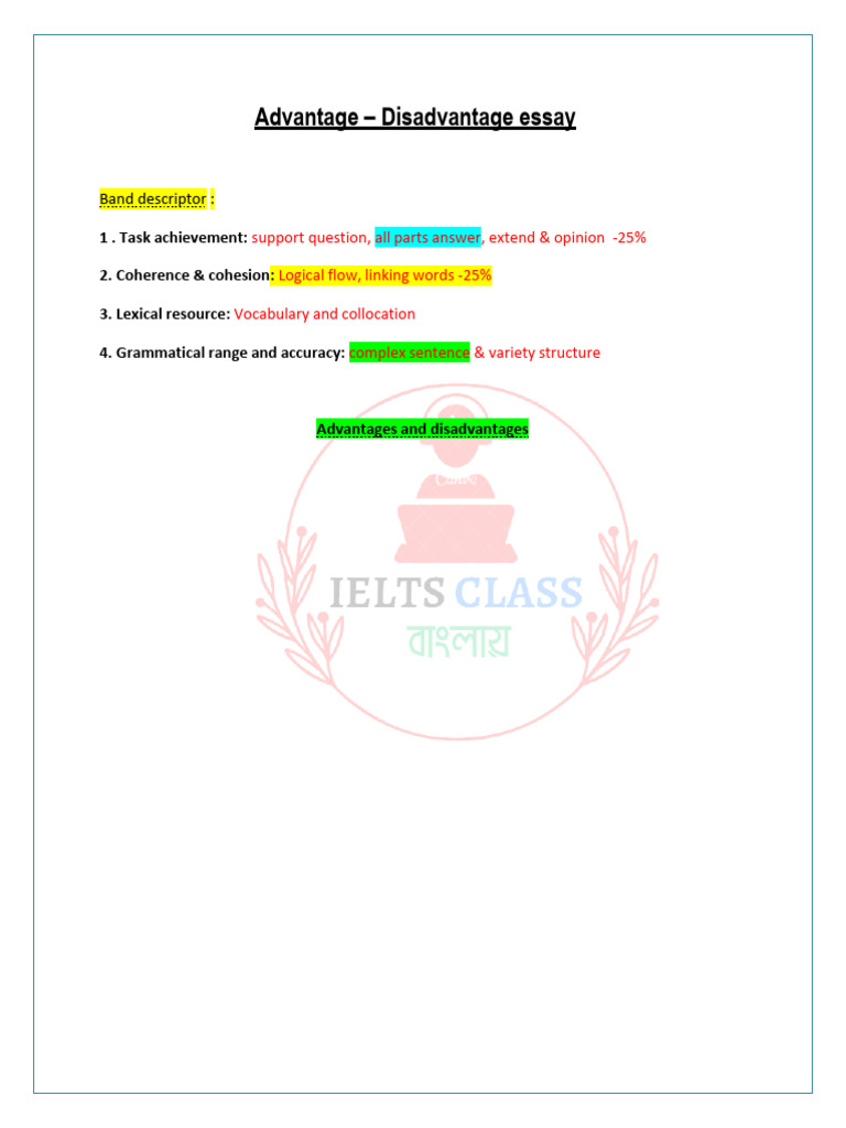 Advantage - Disadvantage Essay | PDF | Cost Of Living | Tourism