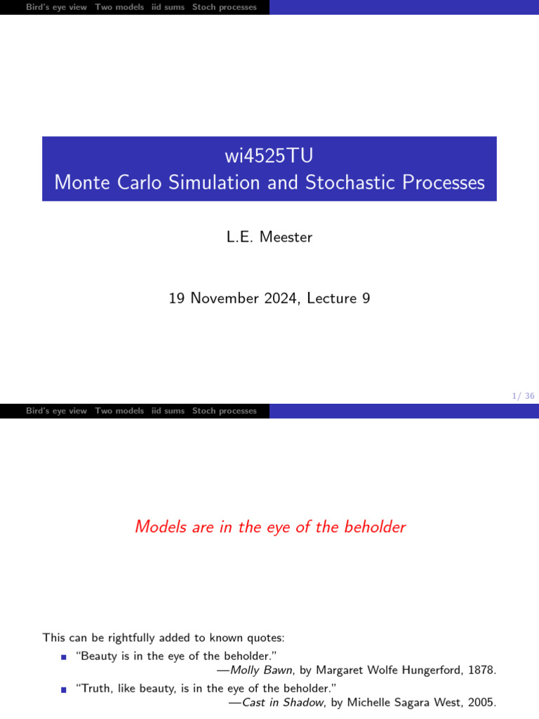 Lecture9 Handout | PDF | Stochastic Process | Stochastic