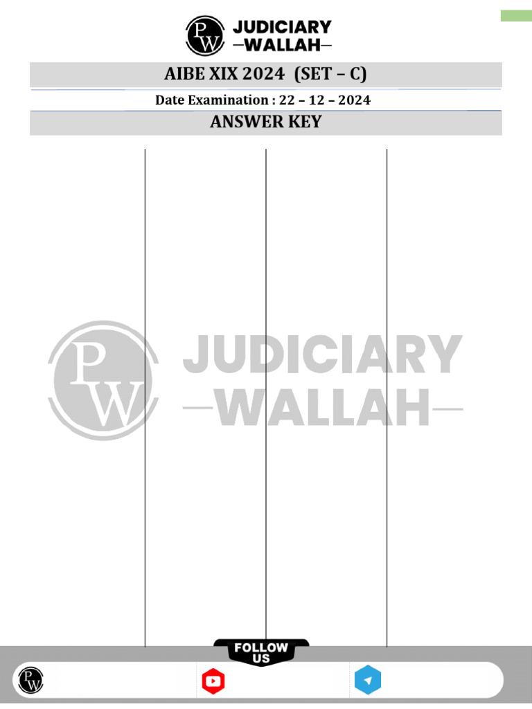 AIBE XIX 2024 (Answer Key) (Set C) | PDF