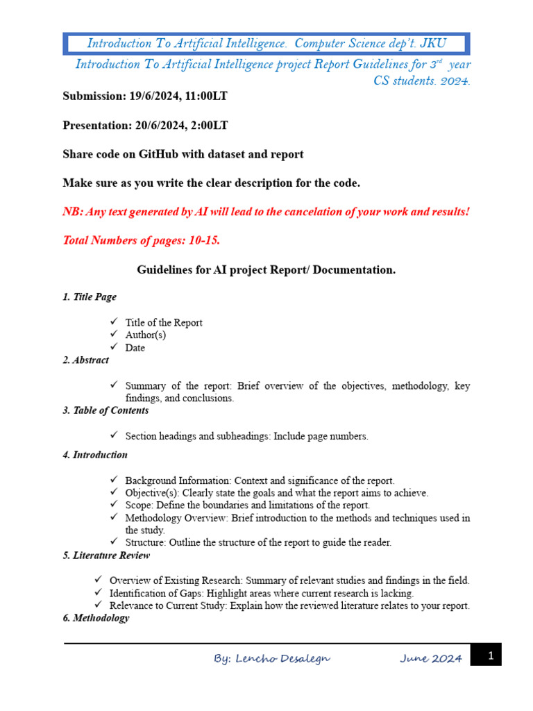 AI project Report guidelines | PDF | Artificial Intelligence ...