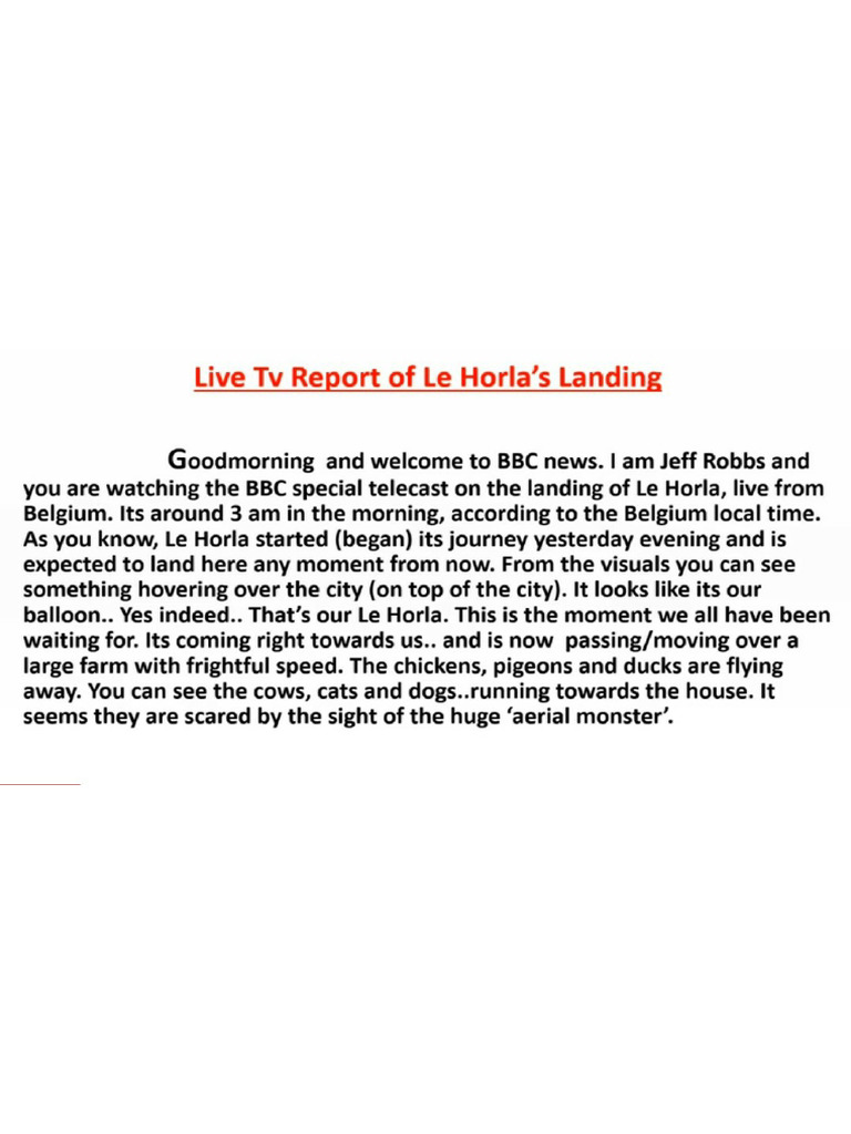 Live TV Report Le Horla Landing | PDF