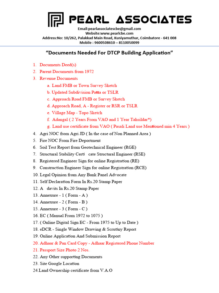 DTCP Approval Document Requirements | PDF