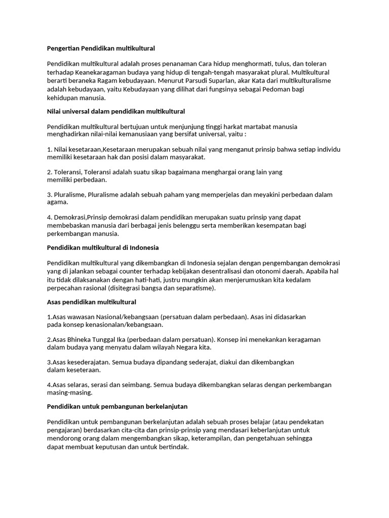 Pendidikan Multikultural | PDF