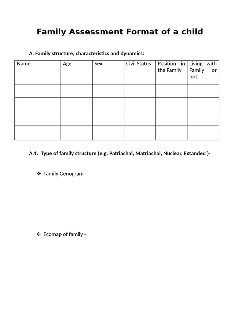 Family Assessment Format of A Child | PDF | Hypertension | Obesity