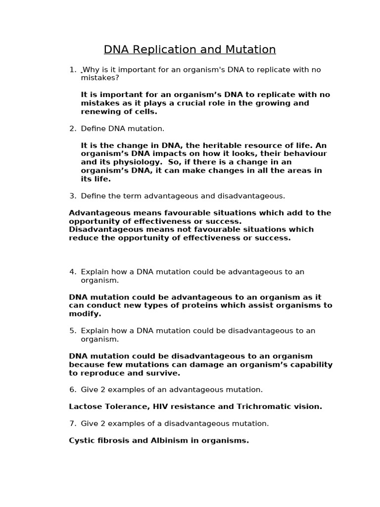 DNA Replication and Mutation 1 | PDF