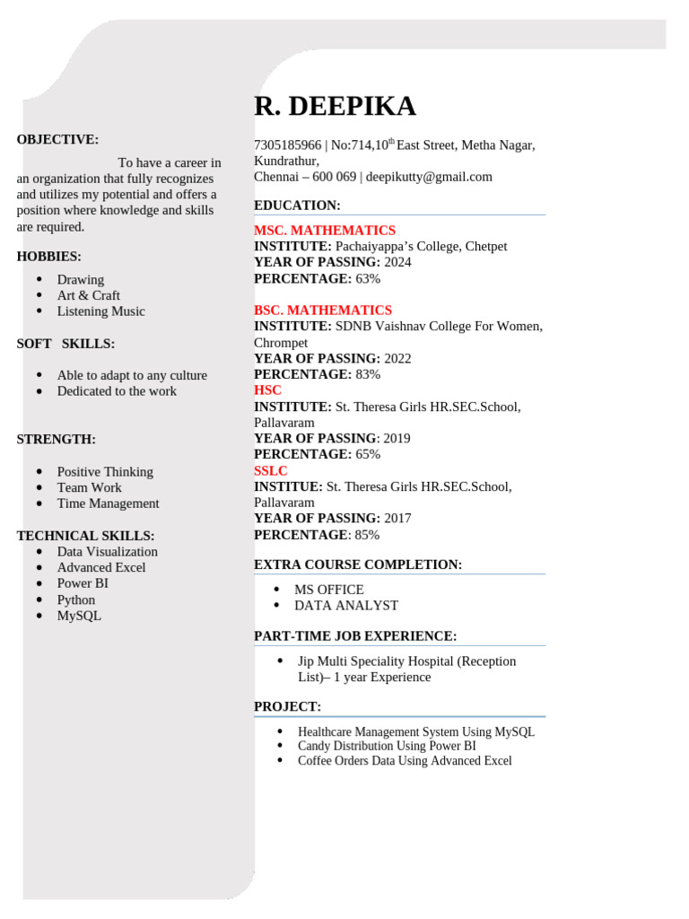 Deepika Resume1 | PDF