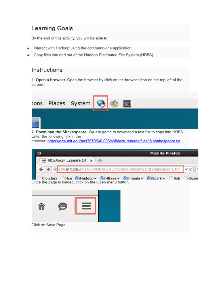02 Copy Your Data Into The Hadoop Distributed File System Hdfs Instructions Pdf