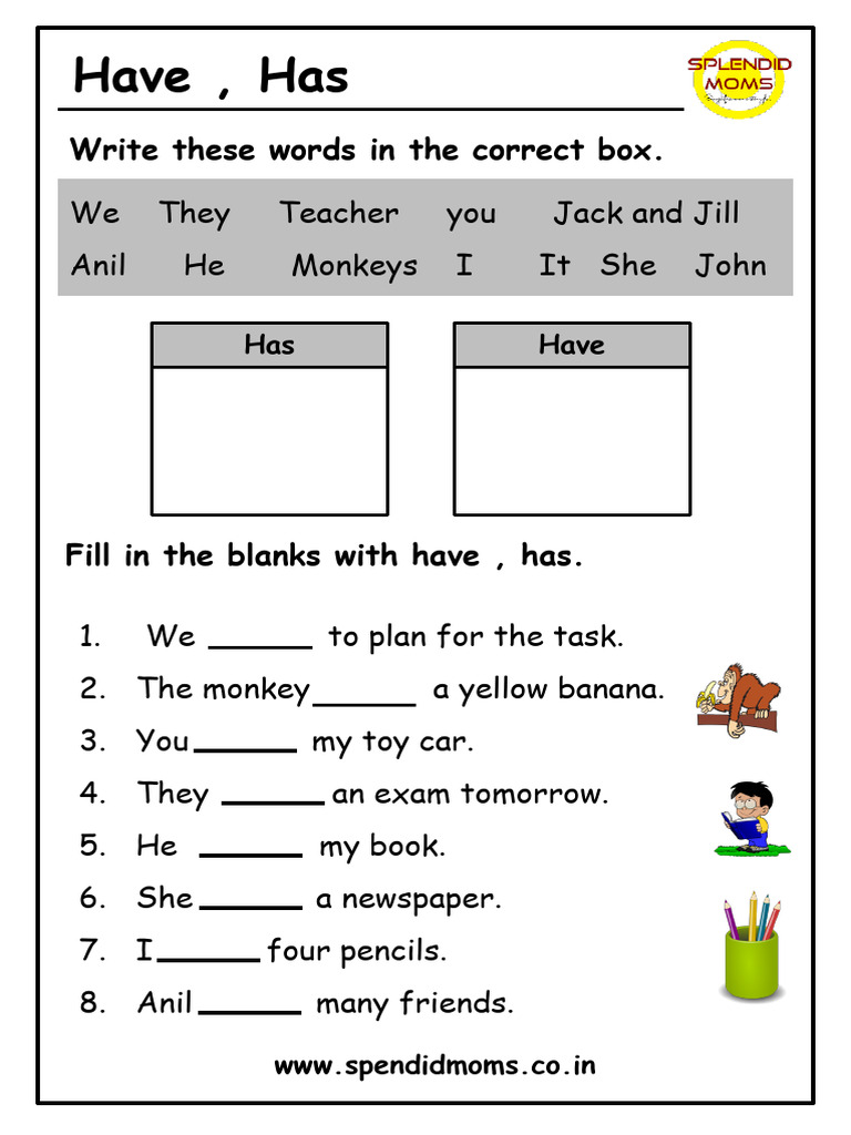 Have Has Had Free Worksheet - 1 | PDF