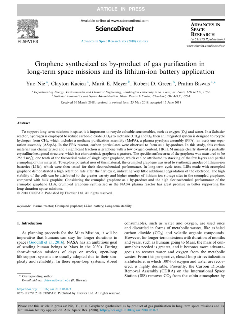 j.asr.2018.06.023 | PDF | Methane | Graphene