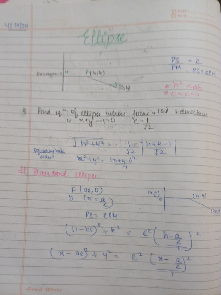 Ellipse Notes Pdf