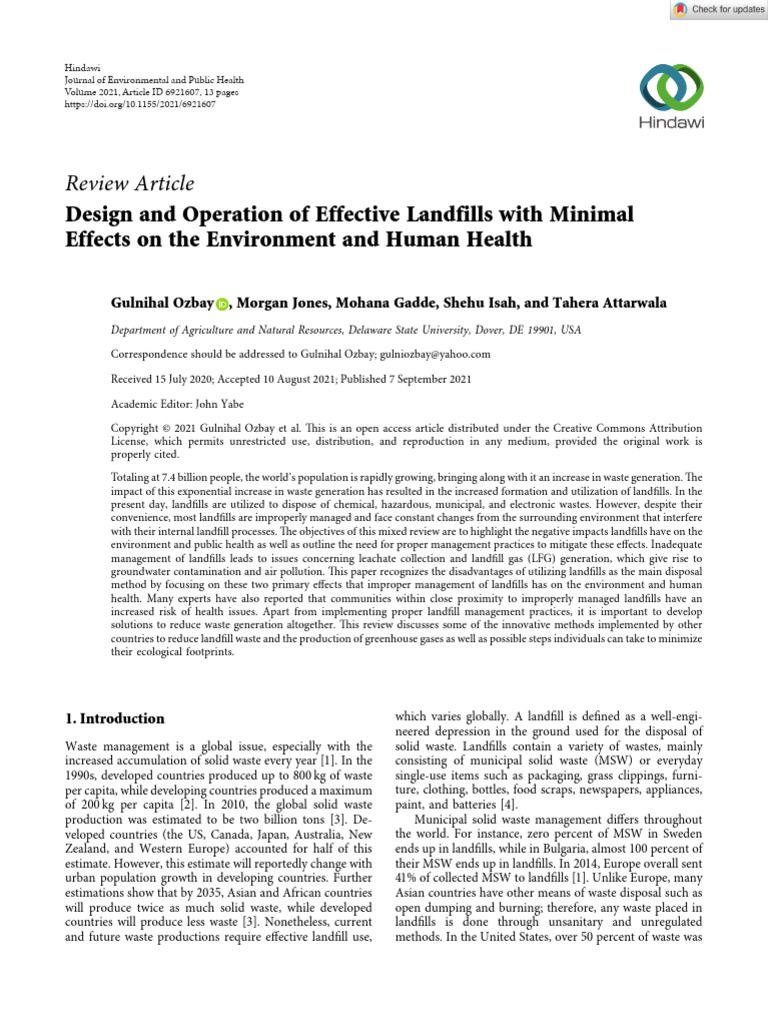Journal of Environmental and Public Health - 2021 - Ozbay - Design and ...
