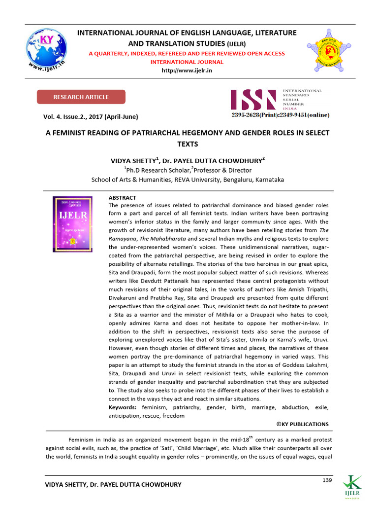 2017 Apr - Patriarchal Hegemony & Gender Roles | PDF | Sita