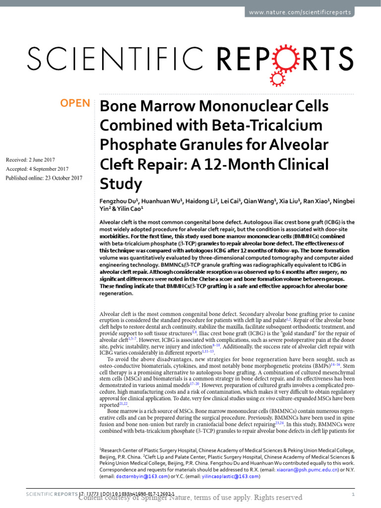 Bone Marrow Mononuclear Cells Combined With Beta-T | PDF | Mesenchymal ...