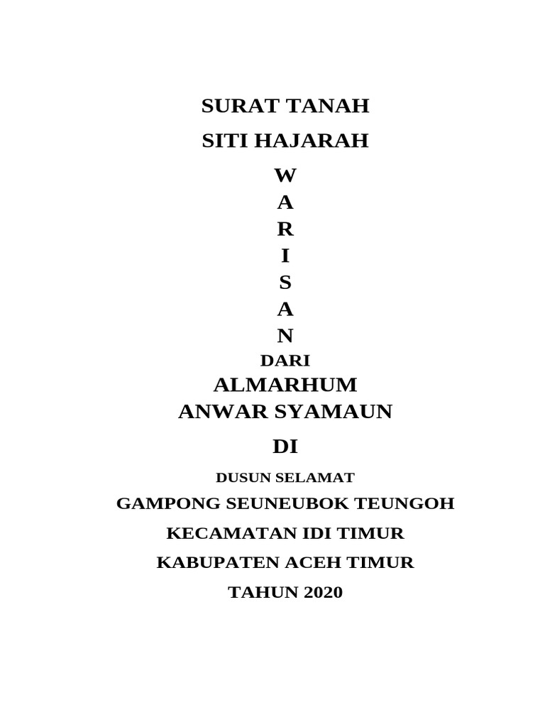 Cover Surat Tanah | PDF