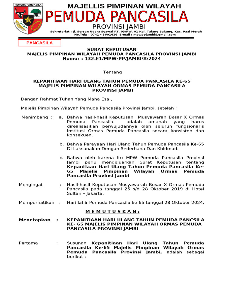 SK PANITIA HUT PP KE 65 | PDF