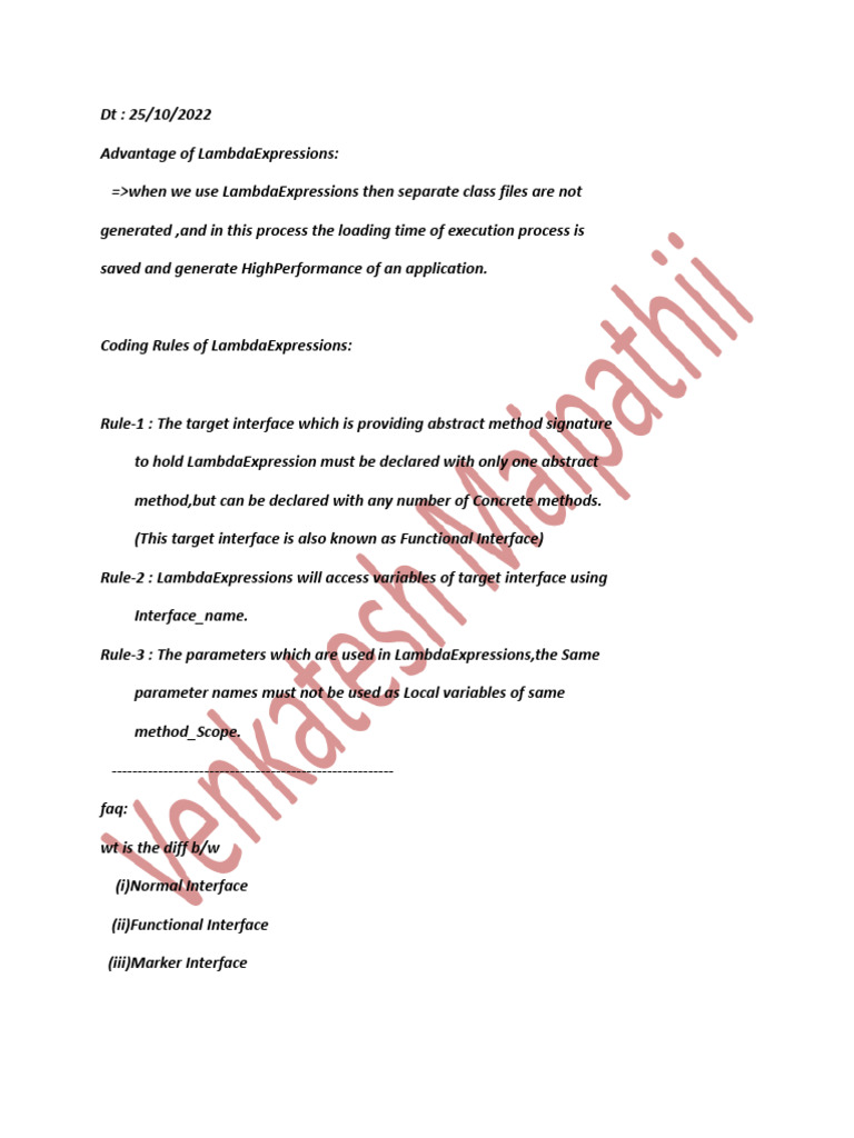 Class Running Notes 25th Oct Pdf Interface Computing Method Computer Programming