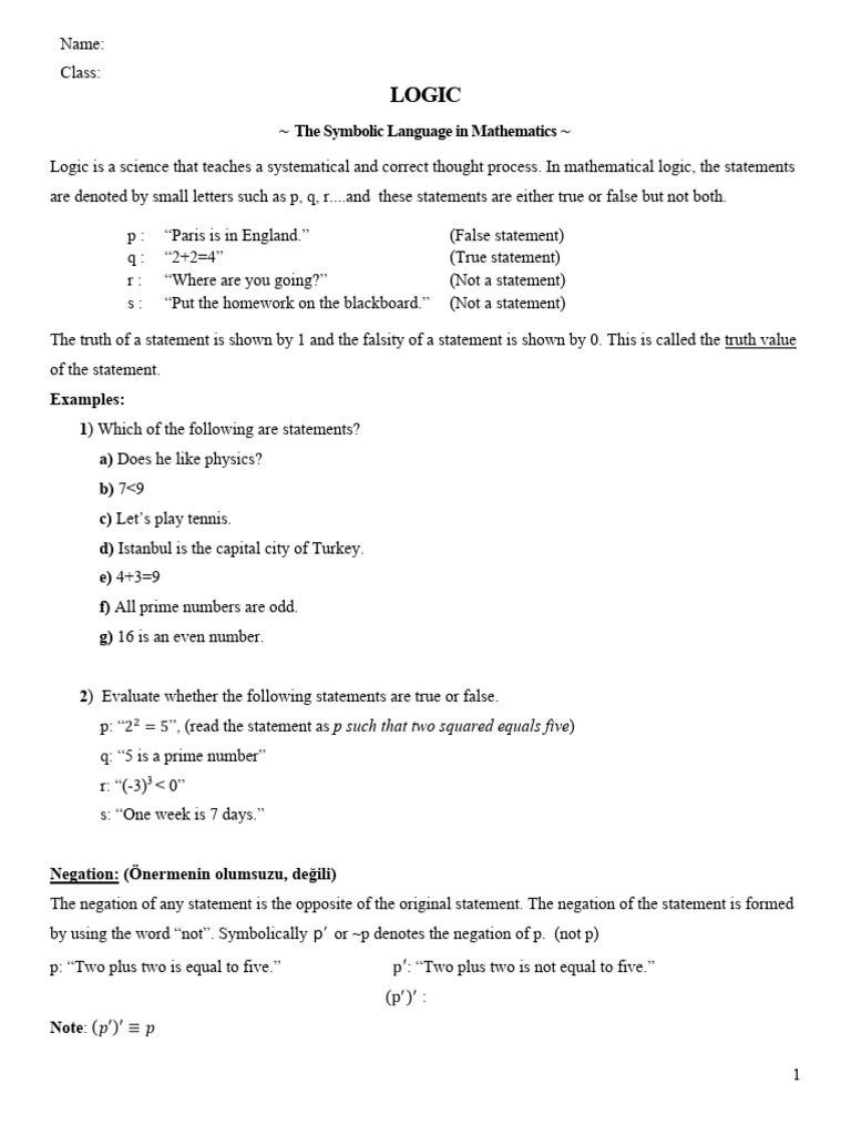 Logic Class Notes 2024-25 (3) | PDF | Logic | Grammar