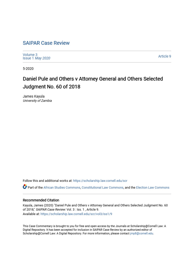 Daniel Pule and Others V Attorney General and Others Selected Jud | PDF | Presidents Of The ...