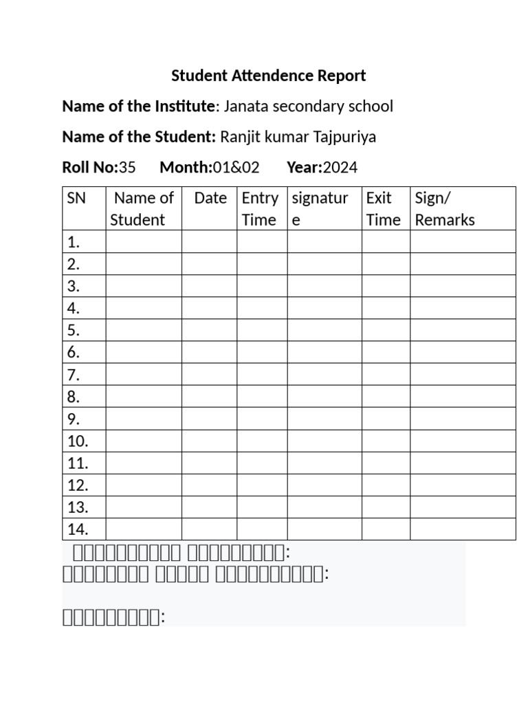 Student Attendance Report 2024 | PDF