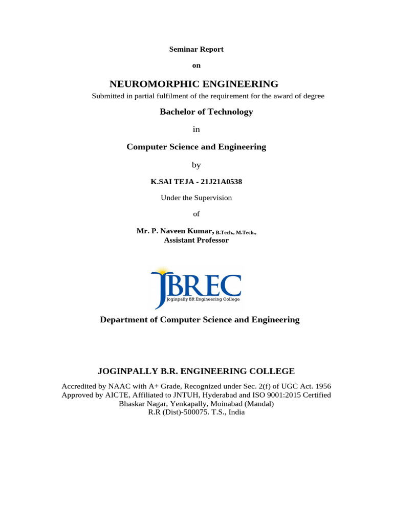 Seminar Report On Neuromorphic Engineering | PDF | Artificial Neural Network | Artificial ...